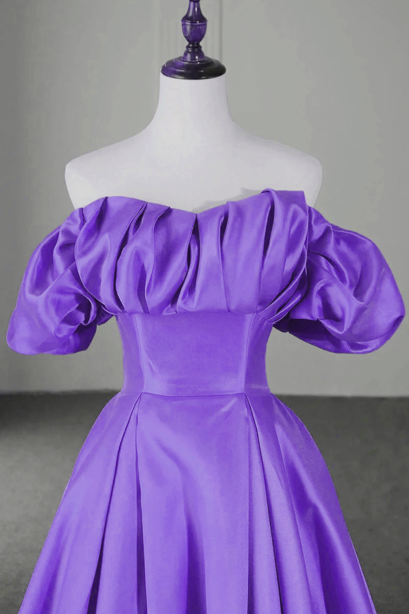 Off Shoulder Satin Sweetheart Lace-up Party Dress, Satin Simple Long P ...