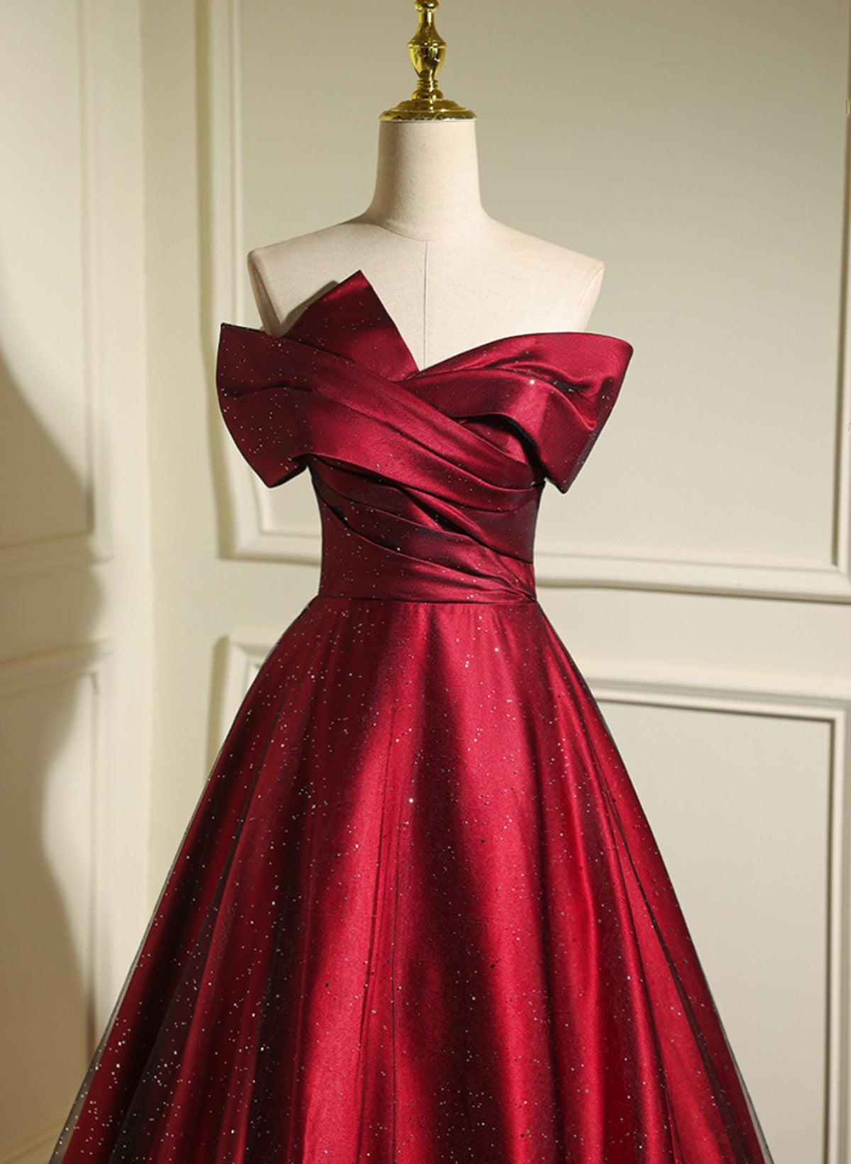 Wine Red and Black Sweetheart Off Shoulder Prom Dress, A-line Evening ...