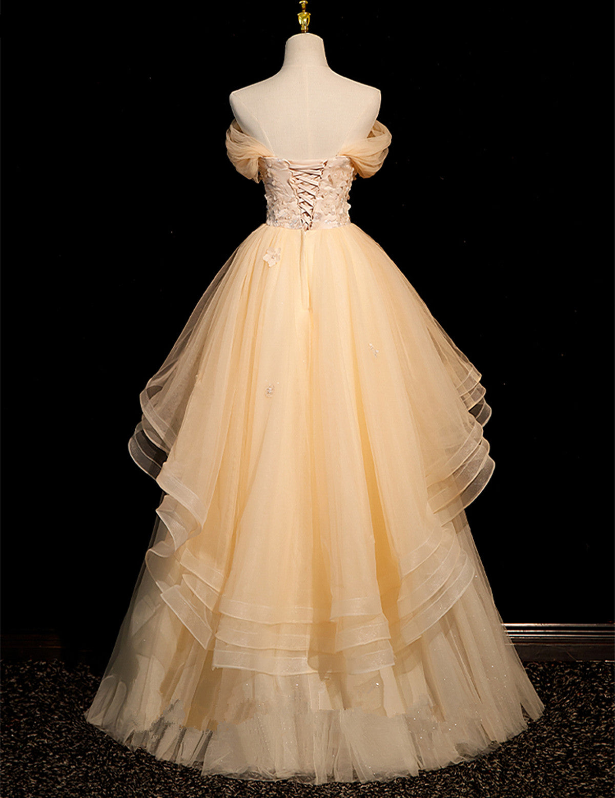 Cute Light Champagne Off Shoulder Sweetheart Prom Dress, Light Champag ...
