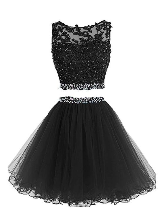 Black Two Piece Tulle Homecoming Dress, Lovely Party Dress – BeautyDressy