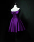 Purple Sweetheart Satin Off Shoulder Homecoming Dresses, Purple Short ...
