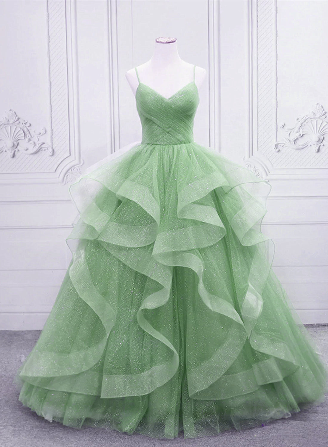 Light Green Layers Tulle Straps Long Formal Dress, Light Green Sweet 1 – BeautyDressy
