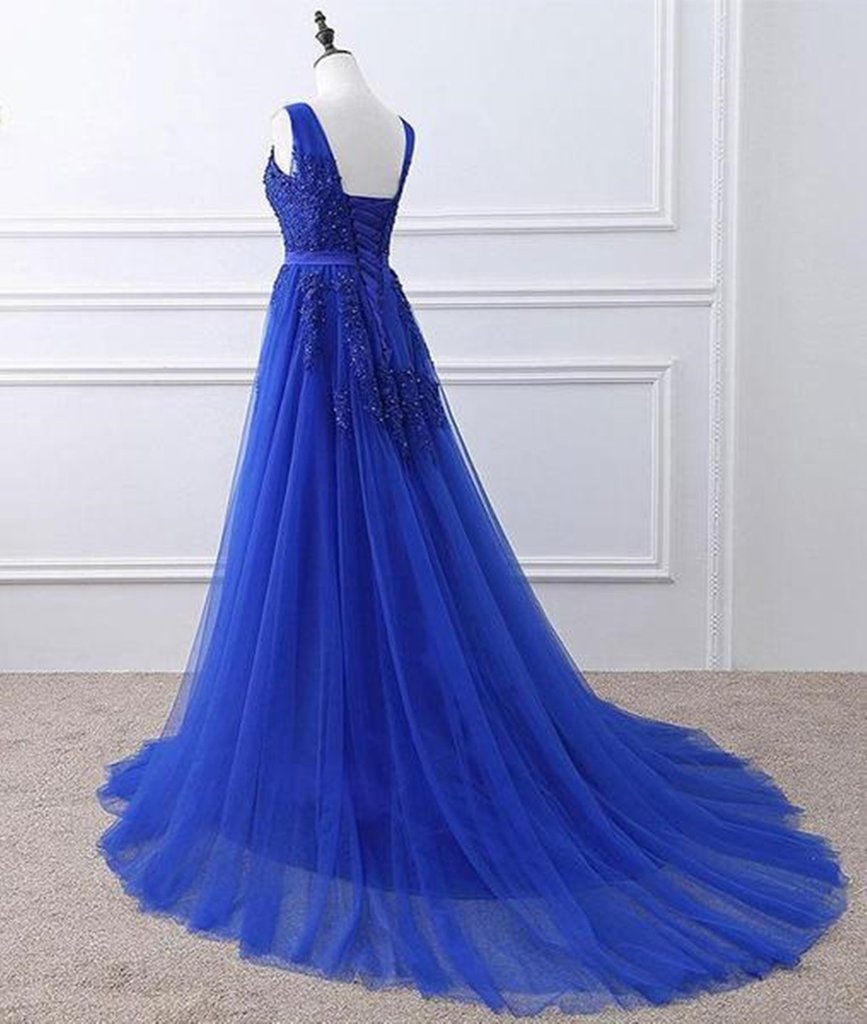 Beautiful Blue Tulle Long Prom Dress , Blue Formal Gown – BeautyDressy