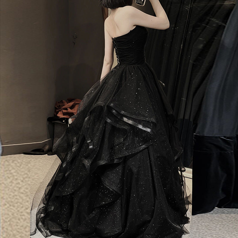 Black Sweetheart Tulle Layers Ball Gown Formal Dresses, Black Evening ...