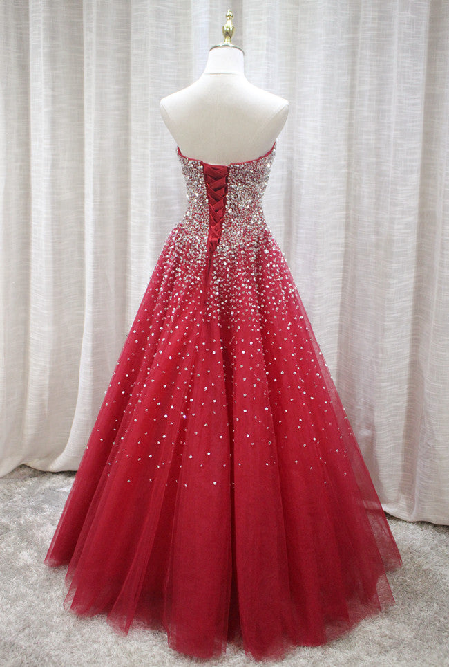 Red Sparkle Prom Dress , Handmade Charming Formal Gown, Prom Dress ...