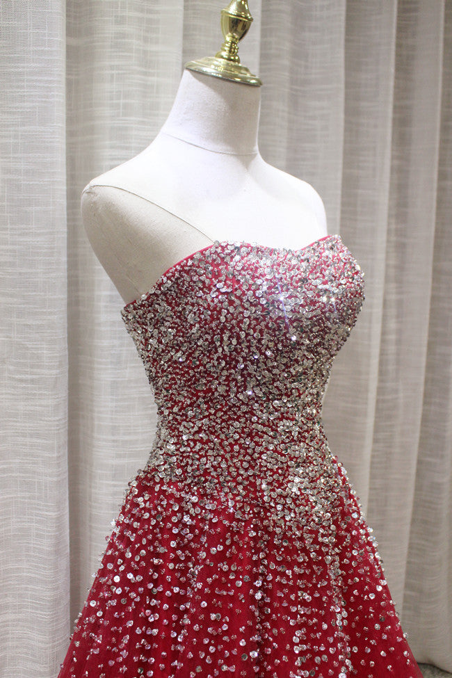 Red Sparkle Prom Dress , Handmade Charming Formal Gown, Prom Dress ...