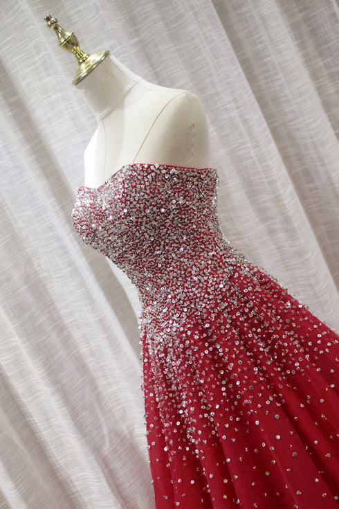 Red Sparkle Prom Dress , Handmade Charming Formal Gown, Prom Dress ...