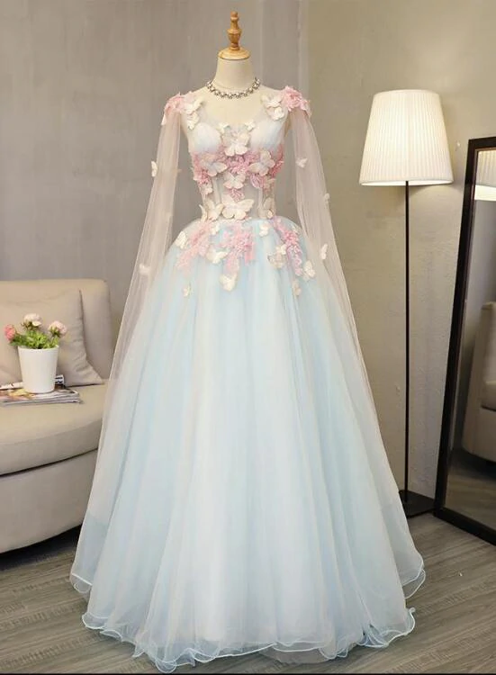 Beautiful Light Blue Long Formal Dress Party Dresses, Unique Blue Prom ...