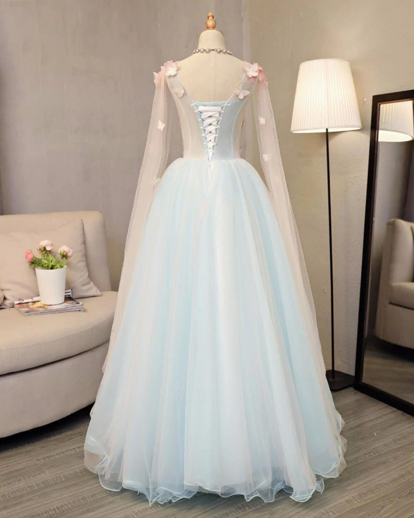 Beautiful Light Blue Long Formal Dress Party Dresses, Unique Blue Prom ...