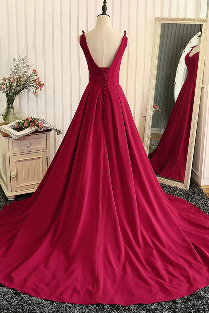Red Fashionable Long Evening Gown, Red Prom Dress – BeautyDressy