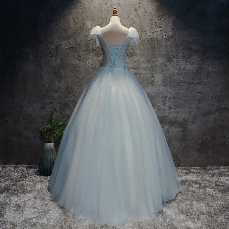 Light Blue Tulle Long Party Dress Formal Dress, Blue Tulle Formal Dres ...