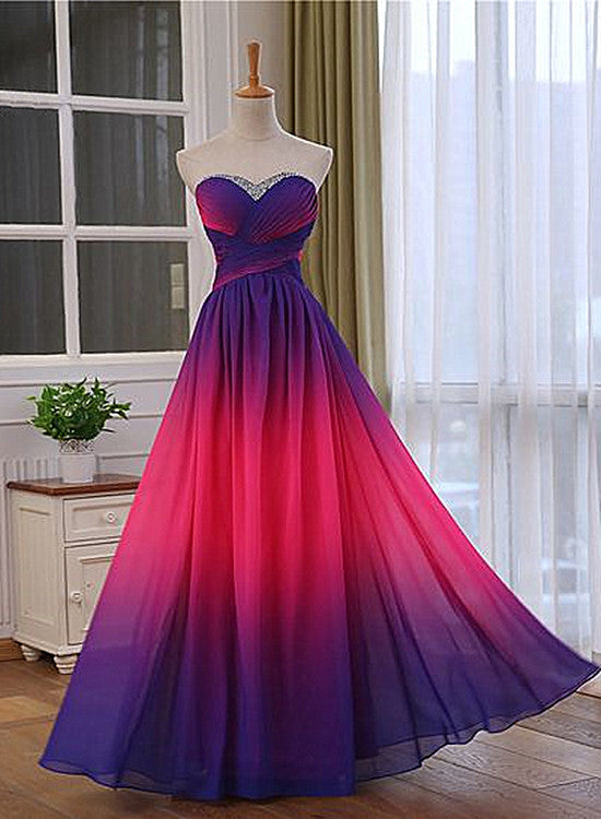 Beautiful Sweetheart Gradient Beaded Prom Dress, A-line Long Prom Dres ...